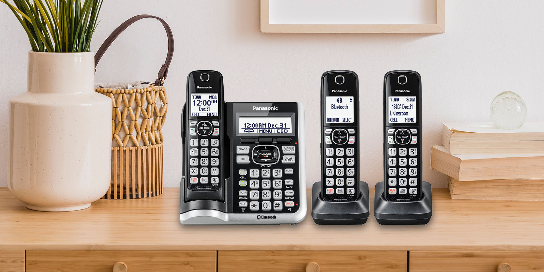 Panasonic Link2Cell Cordless Phone System with 3, Digital Answering Machine, KX-TGF57x Series