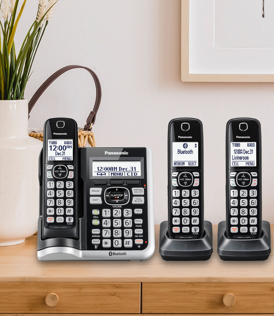 Panasonic Link2Cell Cordless Phone System with 3, Digital Answering Machine, KX-TGF57x Series