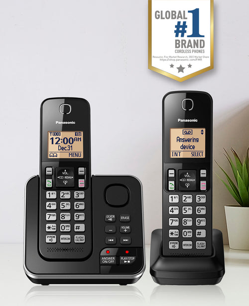 Panasonic Cordless Phone System with 2 Handsets, Digital Answering ...