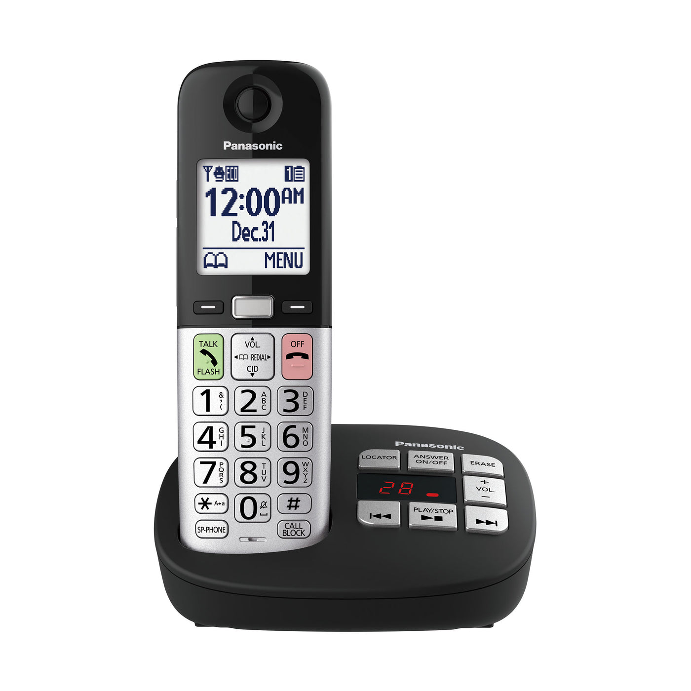 Easy-to-Use Cordless Phone with Flashlight and Quick-Touch Dialing - K