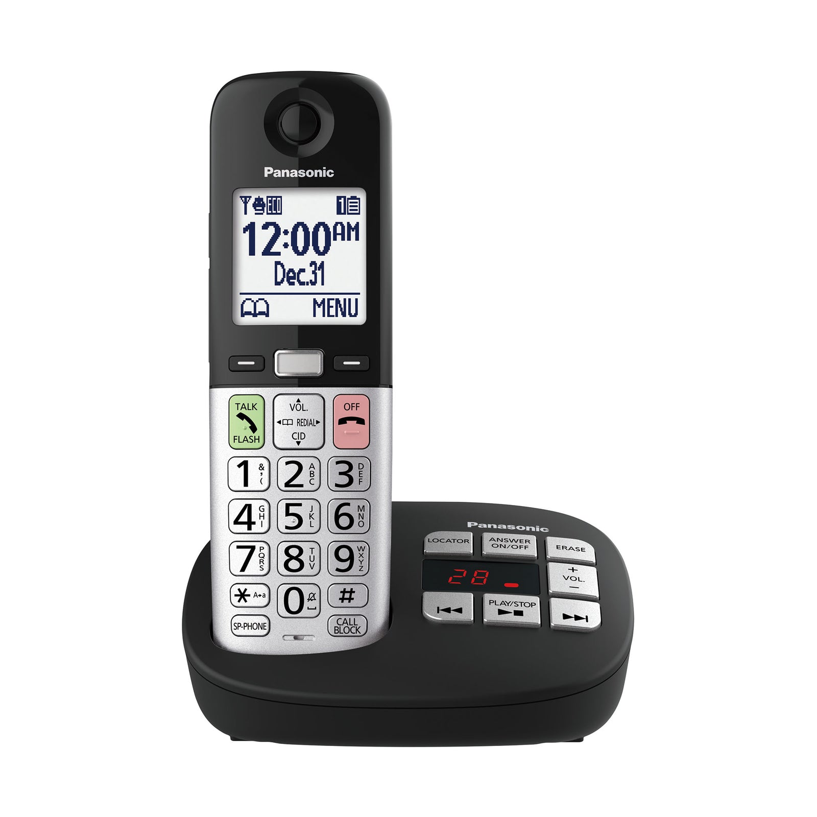 Easy-to-Use Cordless Phone with Flashlight and Quick-Touch Dialing - K
