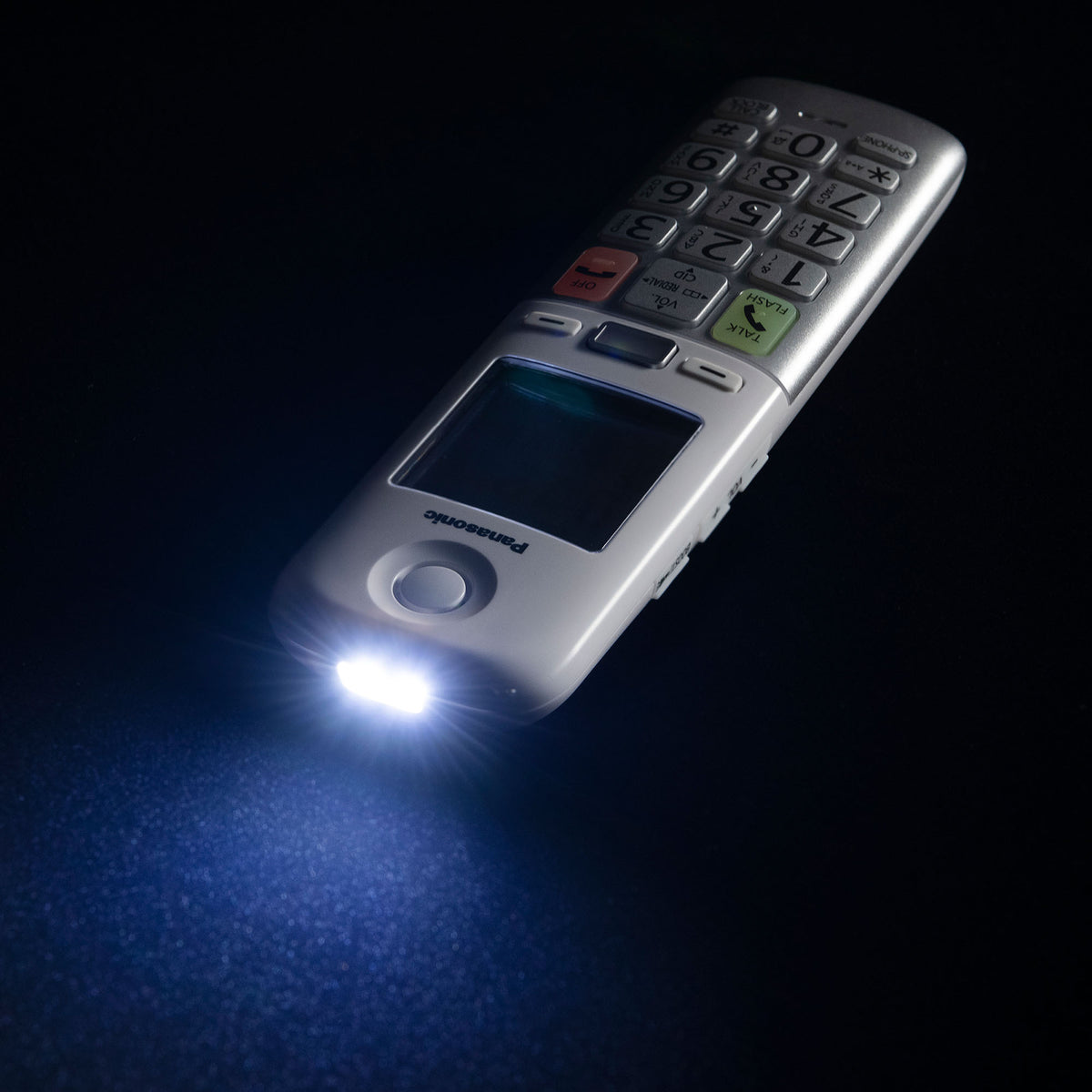 Easy-to-Use Cordless Phone with Flashlight and Quick-Touch Dialing - K