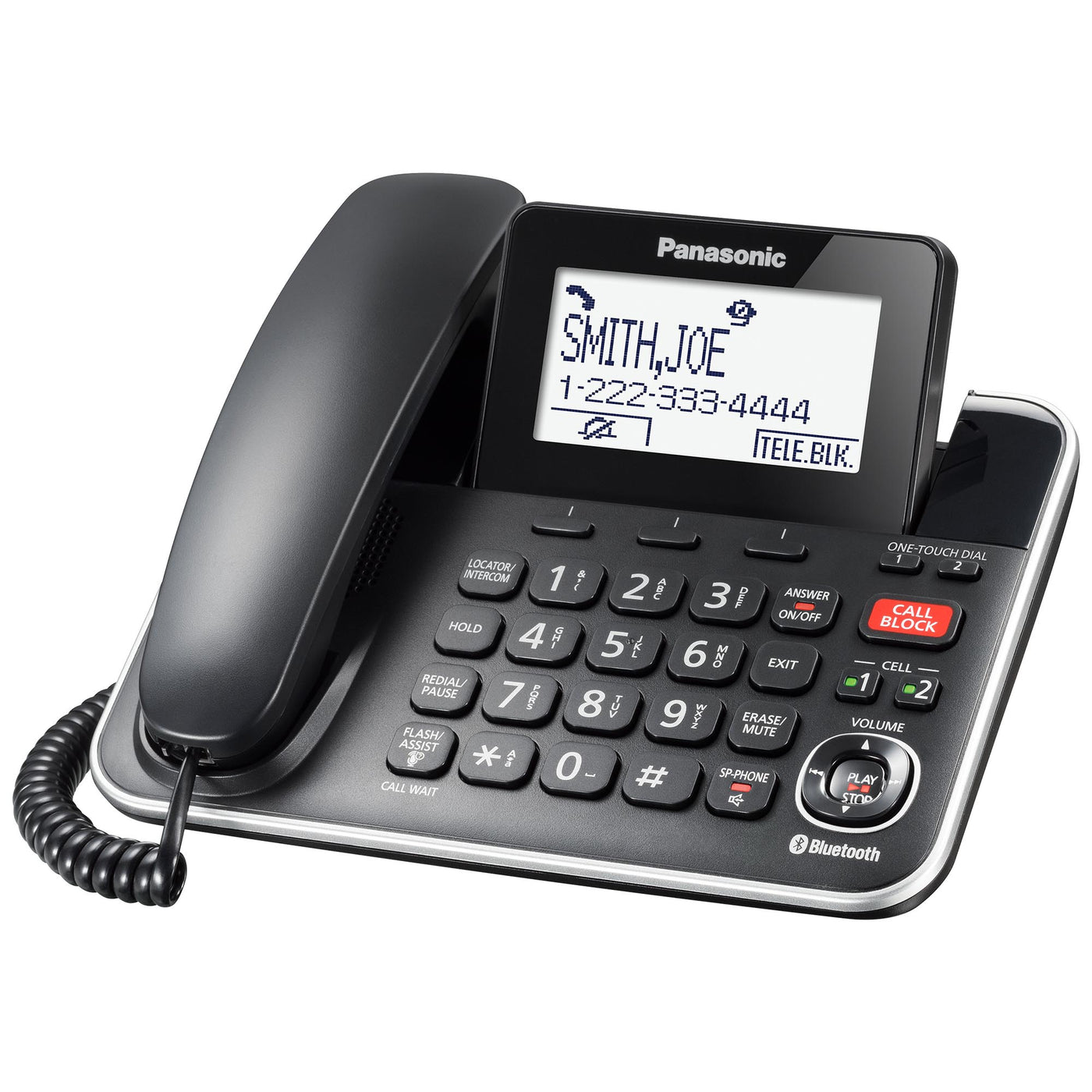 Panasonic Corded Phone System with 2 Cordless Handsets, Digital Answering Machine - KX-TGF882B