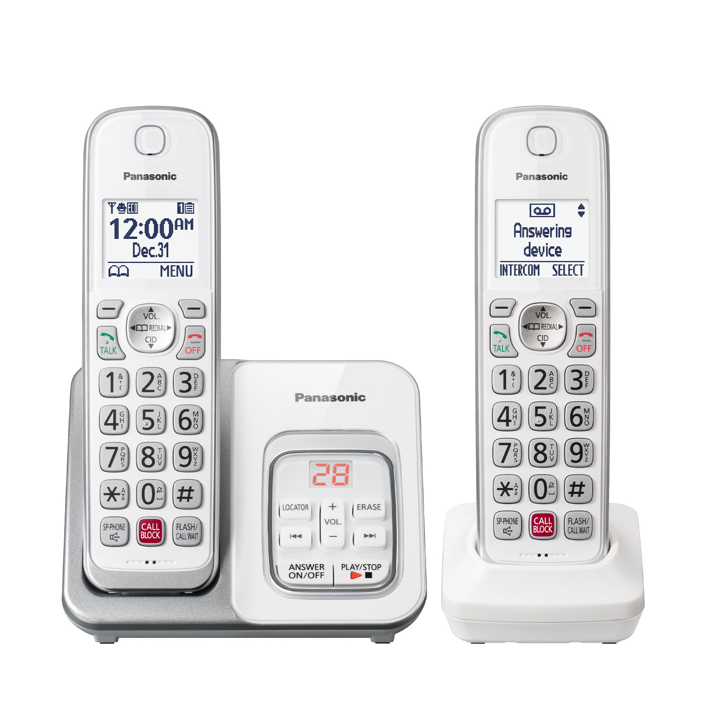 Panasonic Cordless Phone with Answering Machine, Advanced Call Block ...