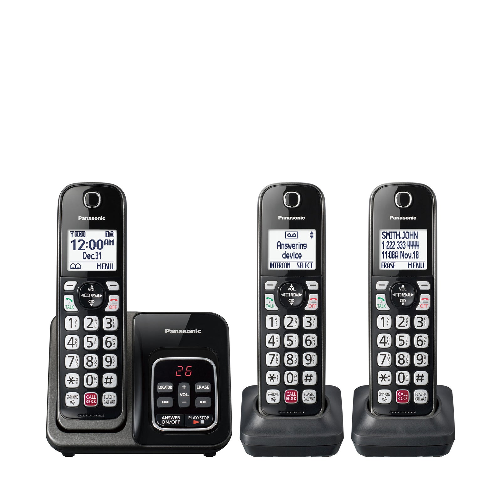 Panasonic Cordless Phone with Answering Machine, Advanced Call Block ...