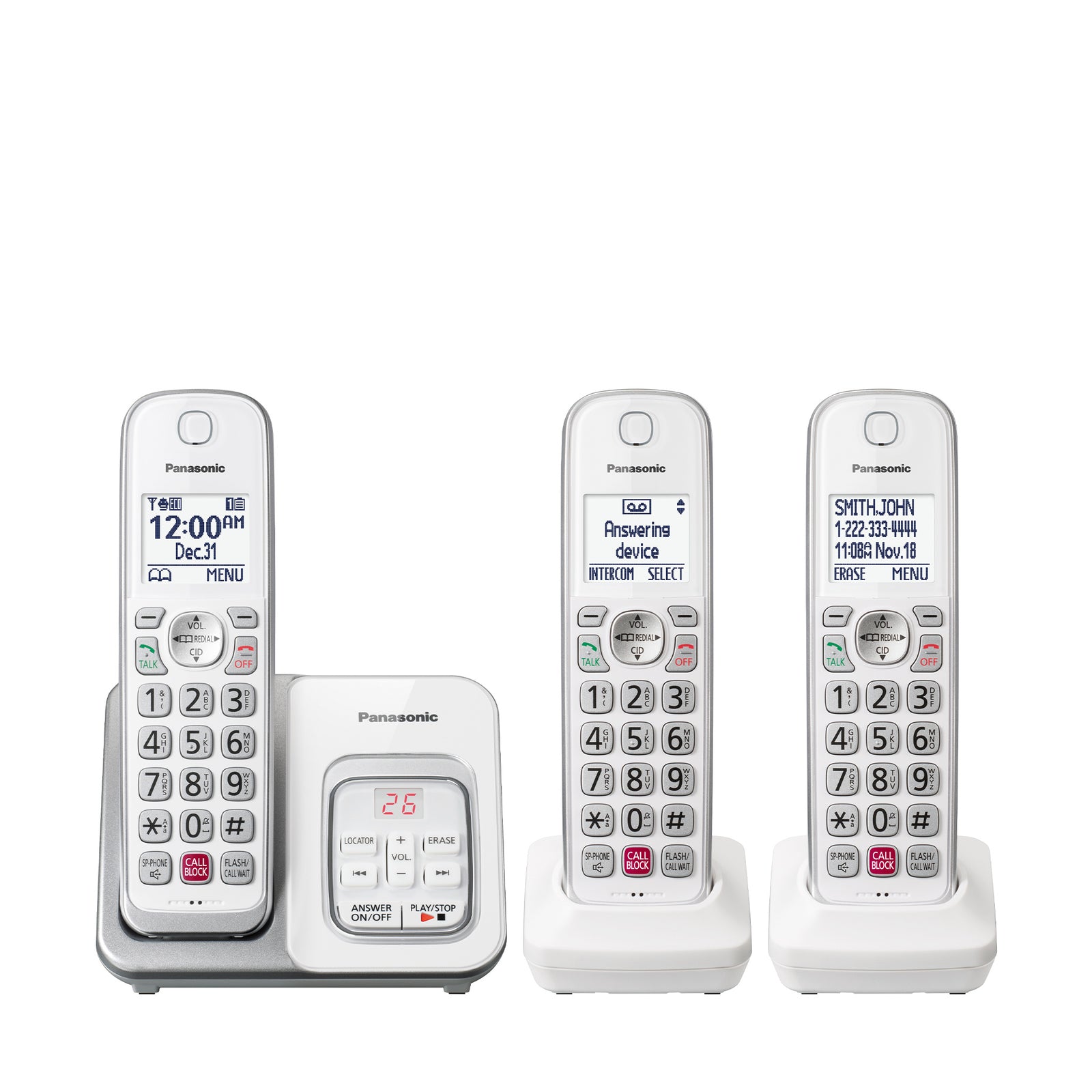 Panasonic Cordless Phone with Answering Machine, Advanced Call Block ...
