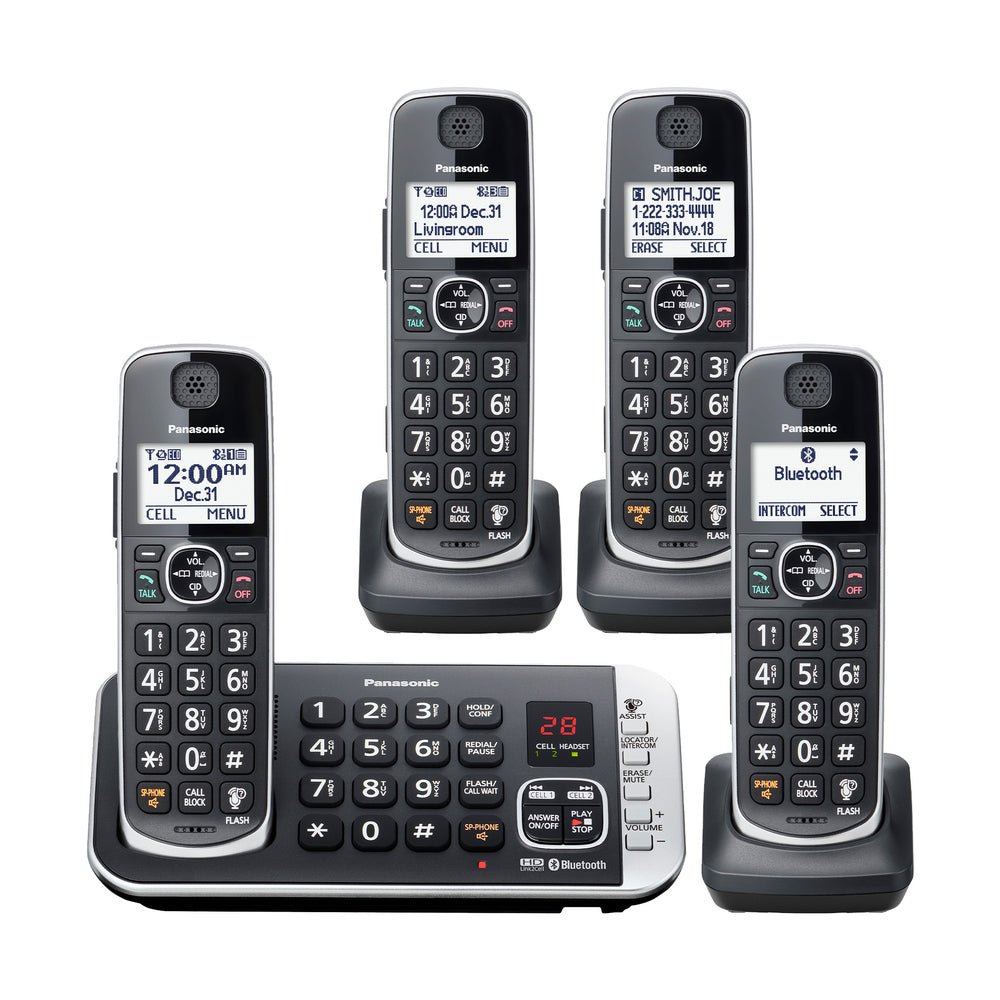 Panasonic Link2Cell Cordless Phone System with 5 Handsets, Digital Answering Machine - KX-TGE675B