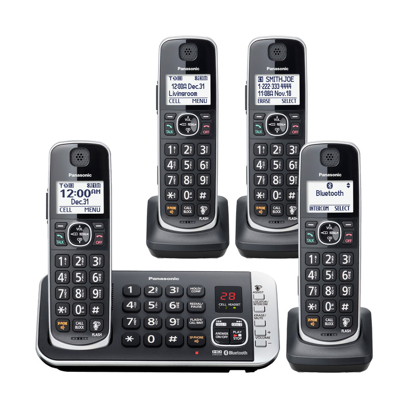 Panasonic Link2Cell Cordless Phone System with 5 Handsets, Digital Answering Machine - KX-TGE675B