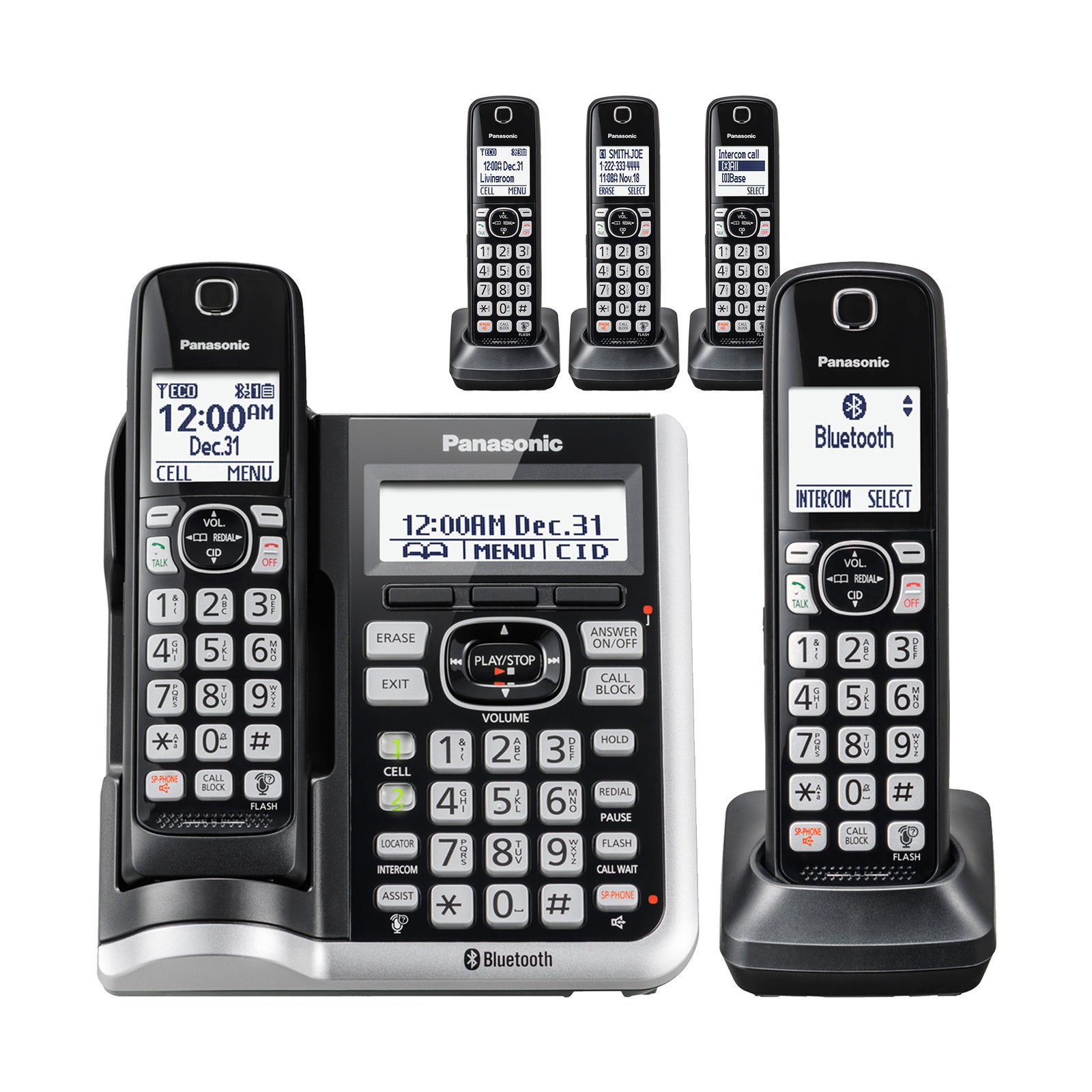 Panasonic Link2Cell Cordless Phone System with 3, Digital Answering Machine, KX-TGF57x Series