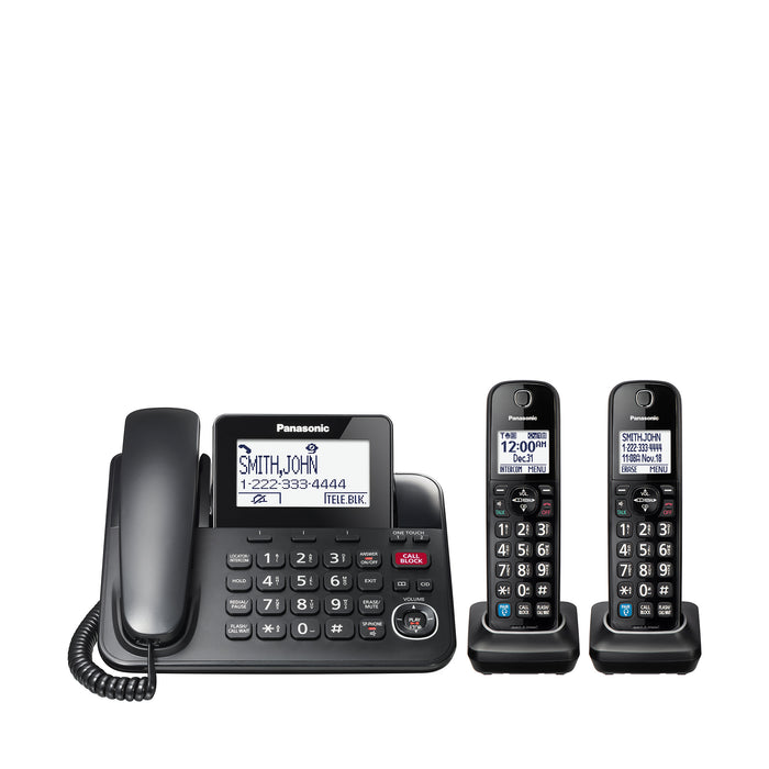 Panasonic Corded Phone System with Bluetooth Pairing and 2 Cordless ...