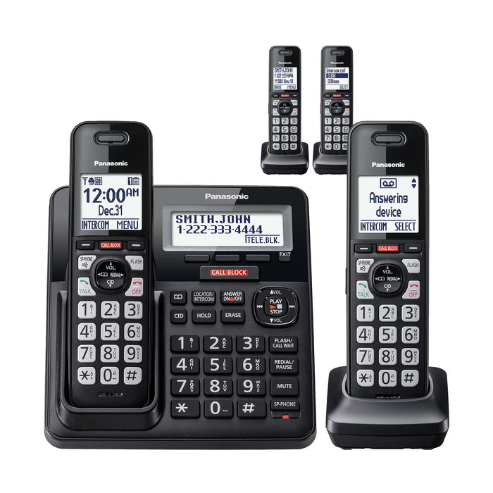Panasonic Cordless Phone System with 4 Handsets and Digital Answering ...