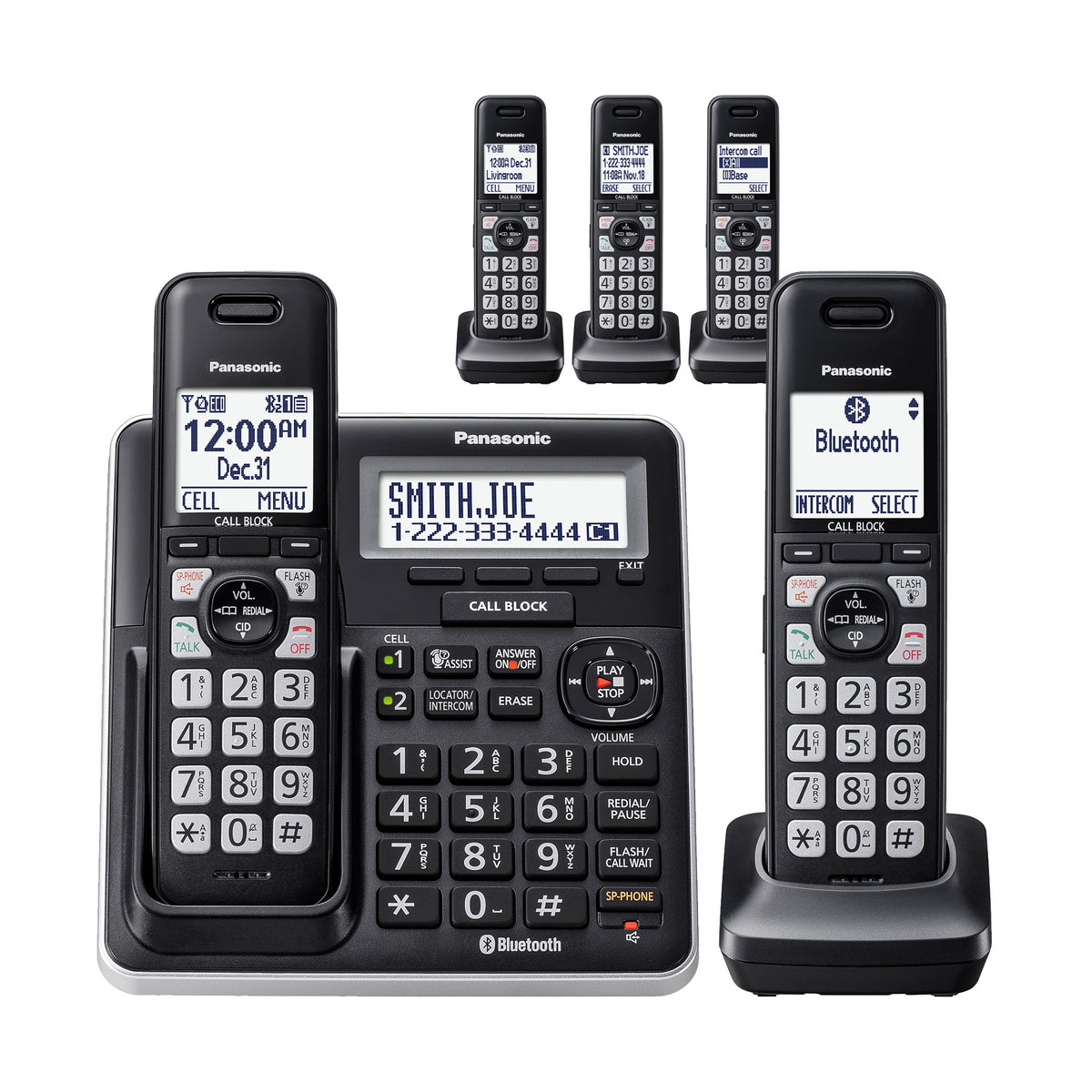 Panasonic Link2Cell Cordless Phone System with 3 Handsets, Digital Answering Machine - KX-TGF775S