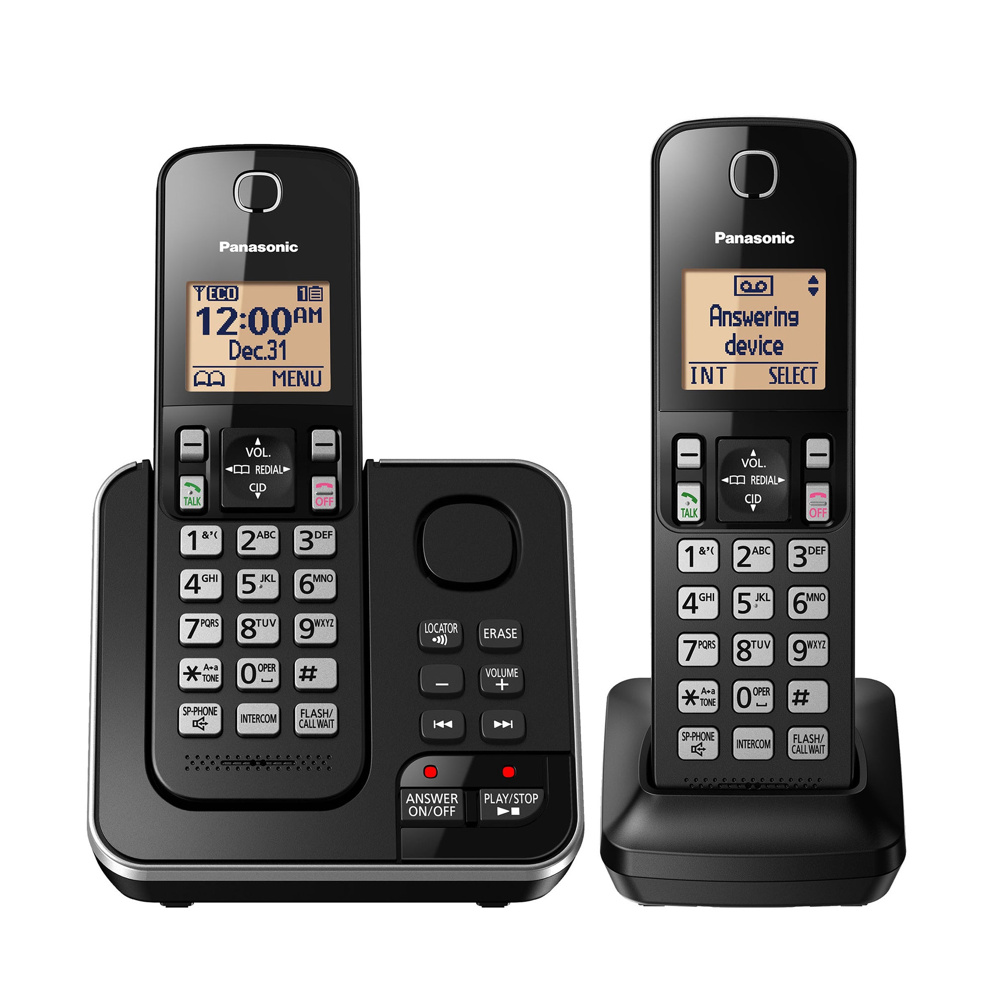 Panasonic Cordless Phone System with 2 Handsets, Digital Answering Machine - KX-TGC362B